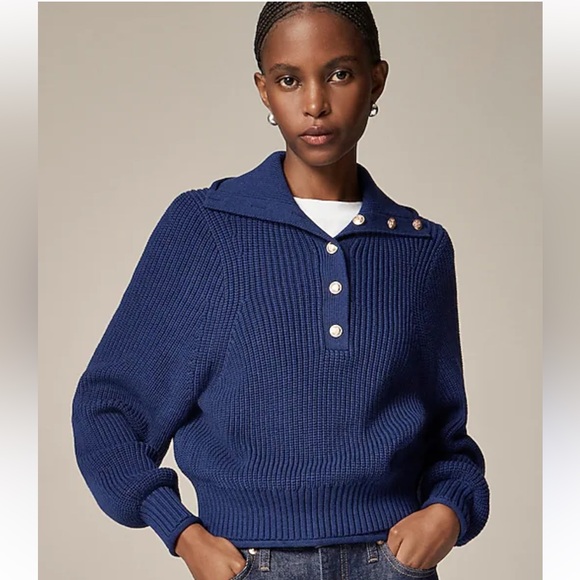 J. Crew | Sweaters | J Crew Ribbed Cotton Button Collar Sweater Nwt ...